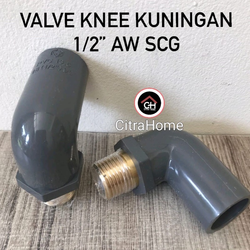 Jual KDL Valve Knee PVC drat Kuningan 1/2” AW SCG | Shopee Indonesia