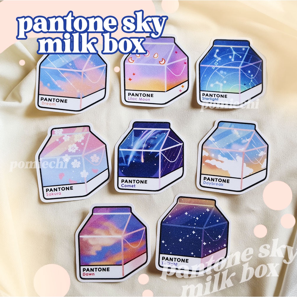 Jual Pantone Milk Box Aesthetic Journal Sticker Deco Skies Sticker ...