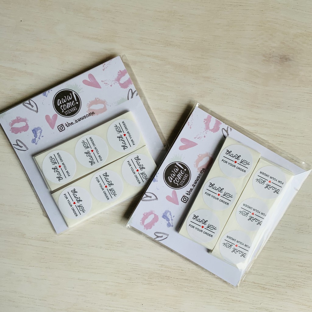 Jual Sticker Label Thank You For Your Order Simple Warna Putih utk ...