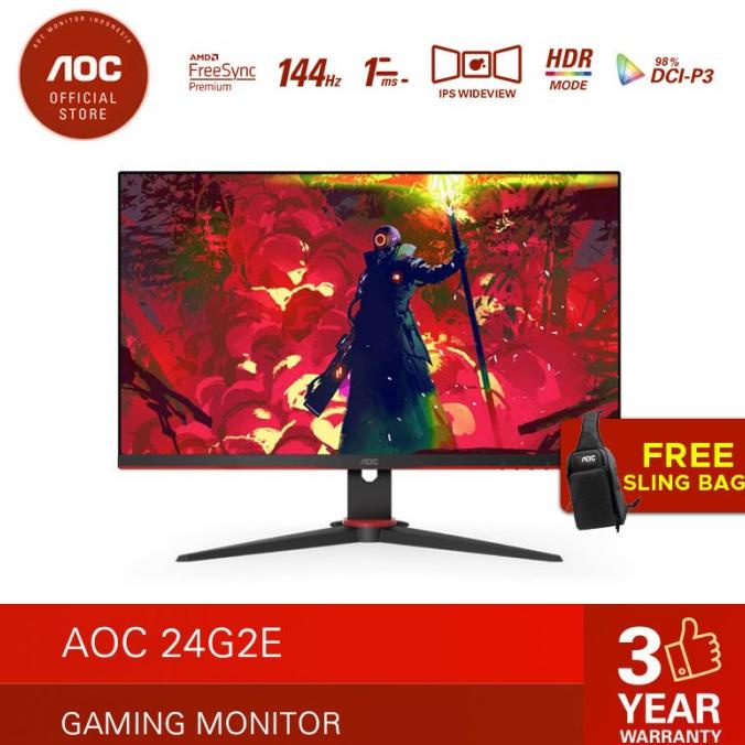 Jual AOC 24G2E Gaming Monitor FHD 23.8" 144Hz 1ms IPS | Shopee Indonesia