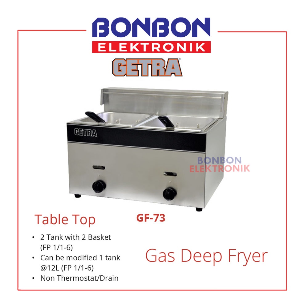 Jual GETRA Gas Deep Fryer GF-73/ Penggoreng Kentang (2 Tank-2 Basket ...