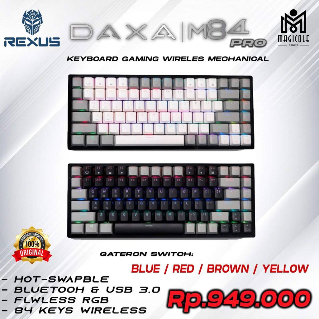 Jual Rexus Daxa M84 PRO Keyboard Wireless Gaming Mechanical | Shopee ...