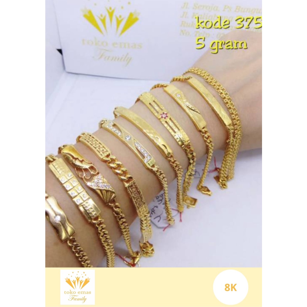 Jual Gelang emas Kadar 375 berat (8K) 5 gram (RANDOM) | Shopee Indonesia