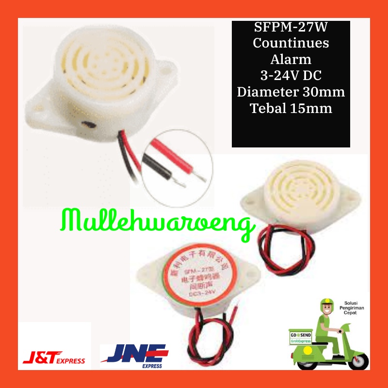 Jual SFM-27-W Piezo Electric Buzzer 3VDC - 24VDC Continuous | Shopee Indonesia