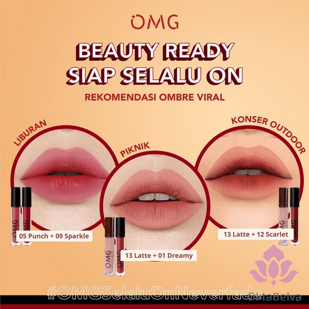 Jual OMG Oh My Glam Matte Kiss Lip Cream Ombre Viral Rekomendasi Coffe Edition Aroma Kopi 05 ...
