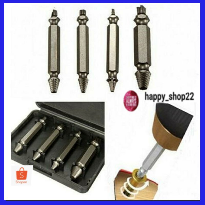 Jual 4 pcs mata baut bor Screw Extractor pelepas baut rusak patah atau ...