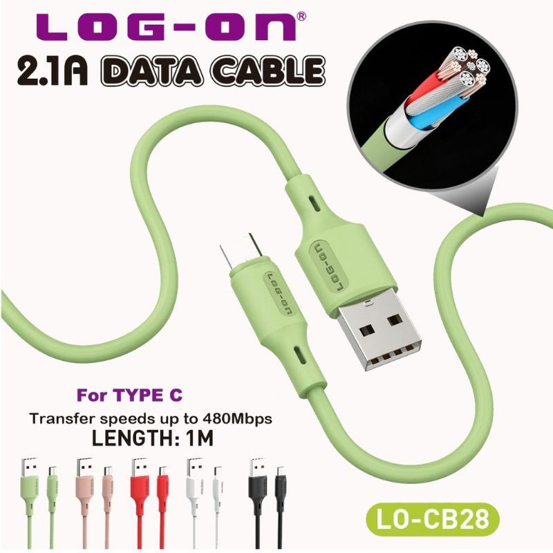 Jual KABEL DATA LOG-ON TYPE C DAN MICRO LO-CB28 1M FASTER CHARGING 2.1A CABLE DATA HARGA @1 PCS ...