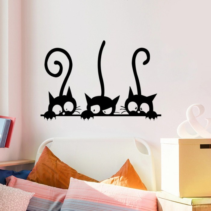 Jual Stiker Dinding / Stiker Kaca / Wall Sticker (3 Kucing Hitam ...