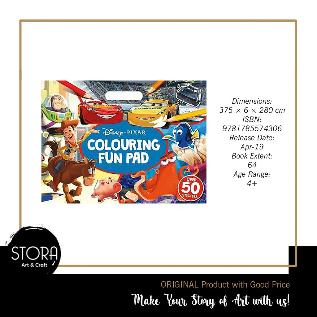 Jual Buku mewarnai import Disney Pixar Mixed: Colouring Fun Pad ...