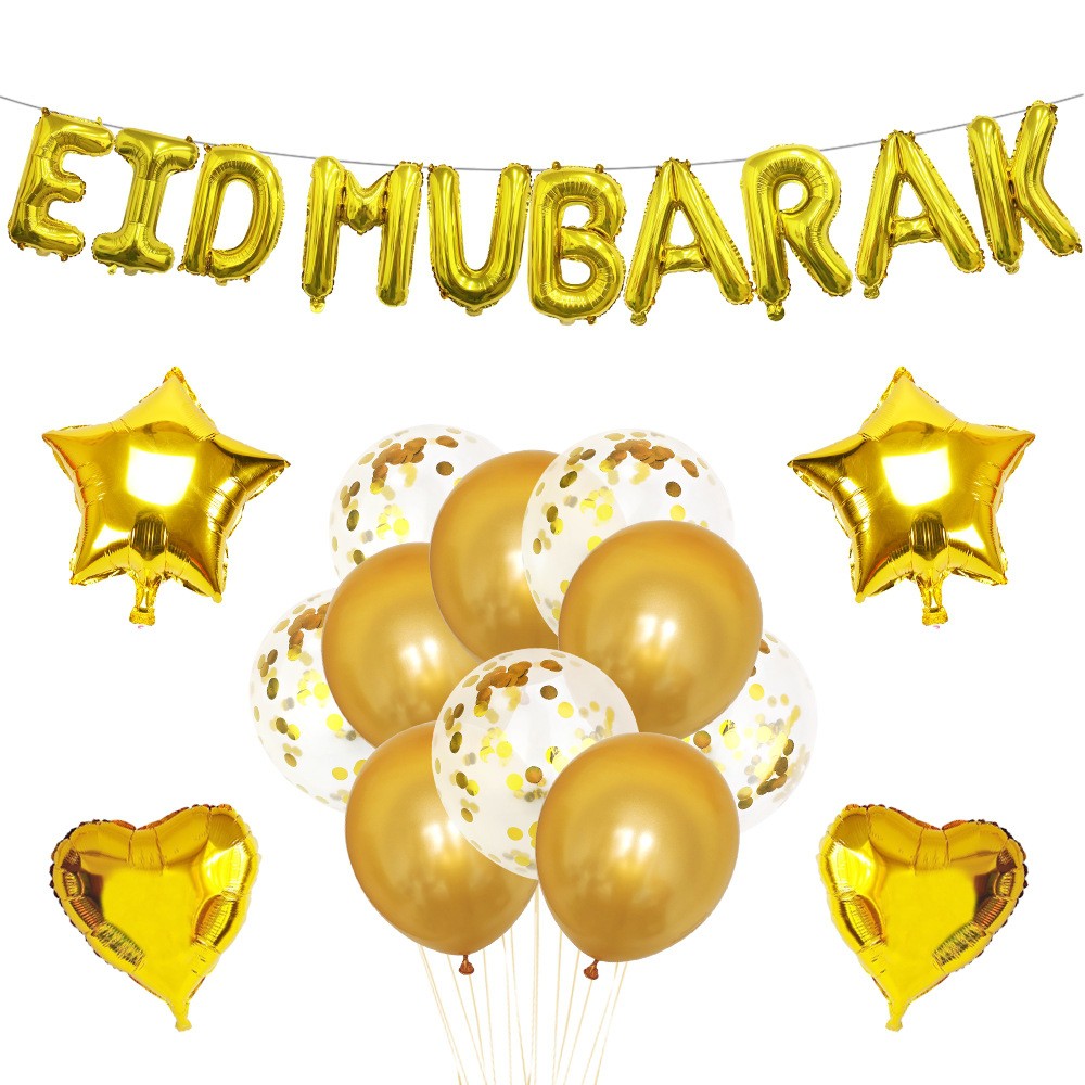 Jual DEKORASI EID MUBARAK BALON FOIL HURUF LOVE DAN BINTANG SERTA BALON ...