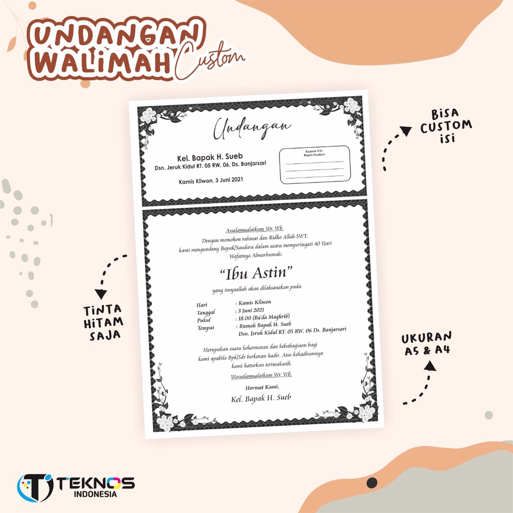 Jual UNDANGAN WALIMAH TAHLIL URSY AQIQAH | Shopee Indonesia
