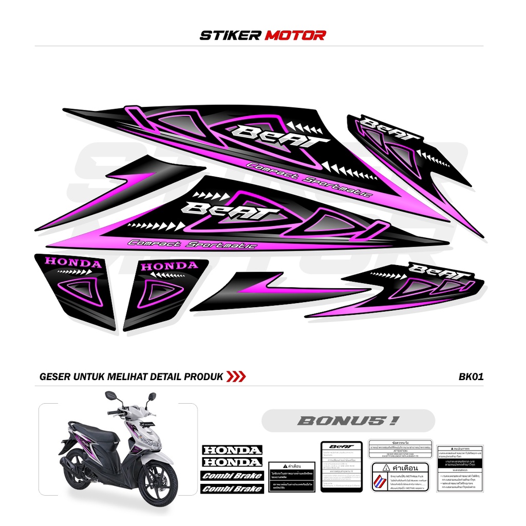 Jual BK01 STRIPING BEAT KARBU GRAFIS BEAT OLD HONDA ICON STICKER BEAT ...