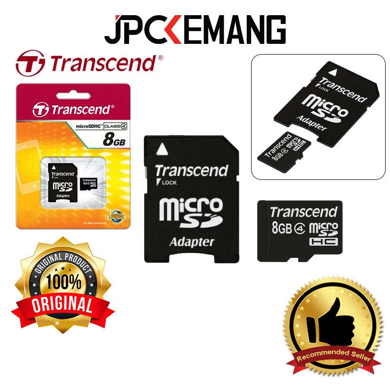 Jual Transcend MicroSD 8GB Class 4 Memory Card Micro SD 8 GB MicroSDHC ...