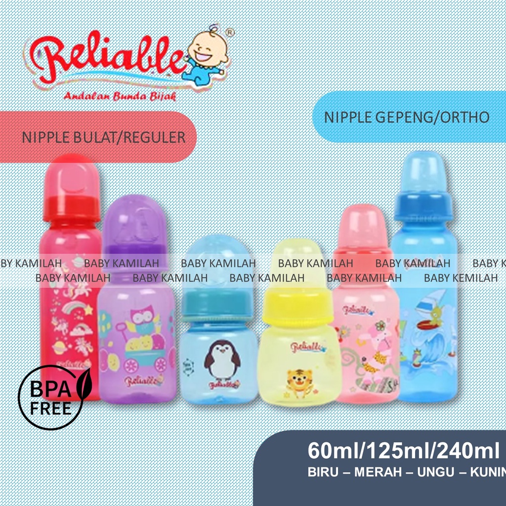 Jual Botol Susu New Born Reliable Dot Bulat Dot Gepeng 60 Ml 125 Ml 240
