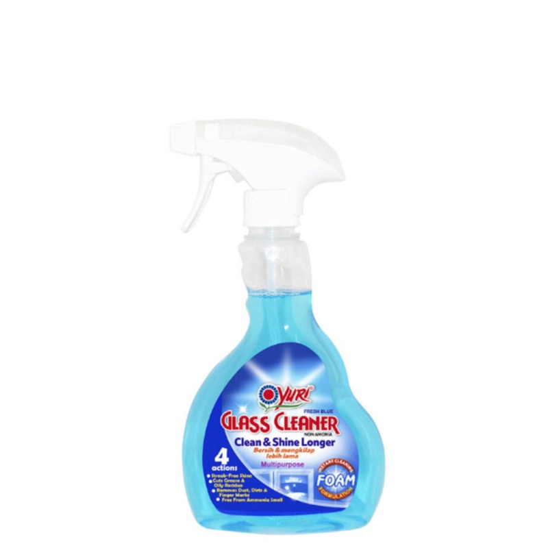 Jual Yuri Glass Cleaner Fresh Blue Spray Botol 500 mL | Shopee Indonesia