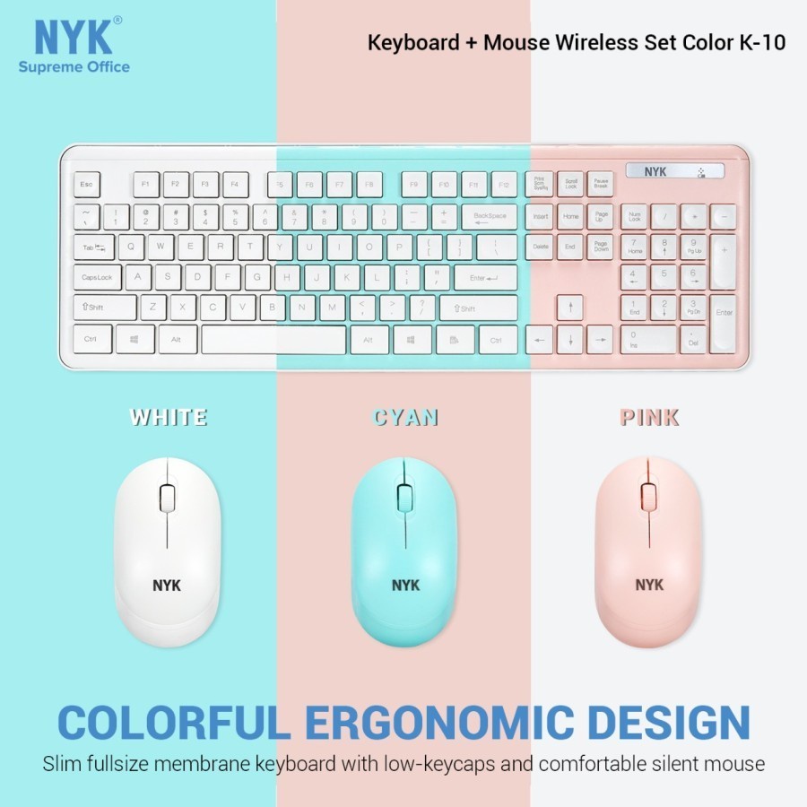 Jual Mouse Keyboard Wireless set NYK COLOR K-10 Original Garansi Resmi ...
