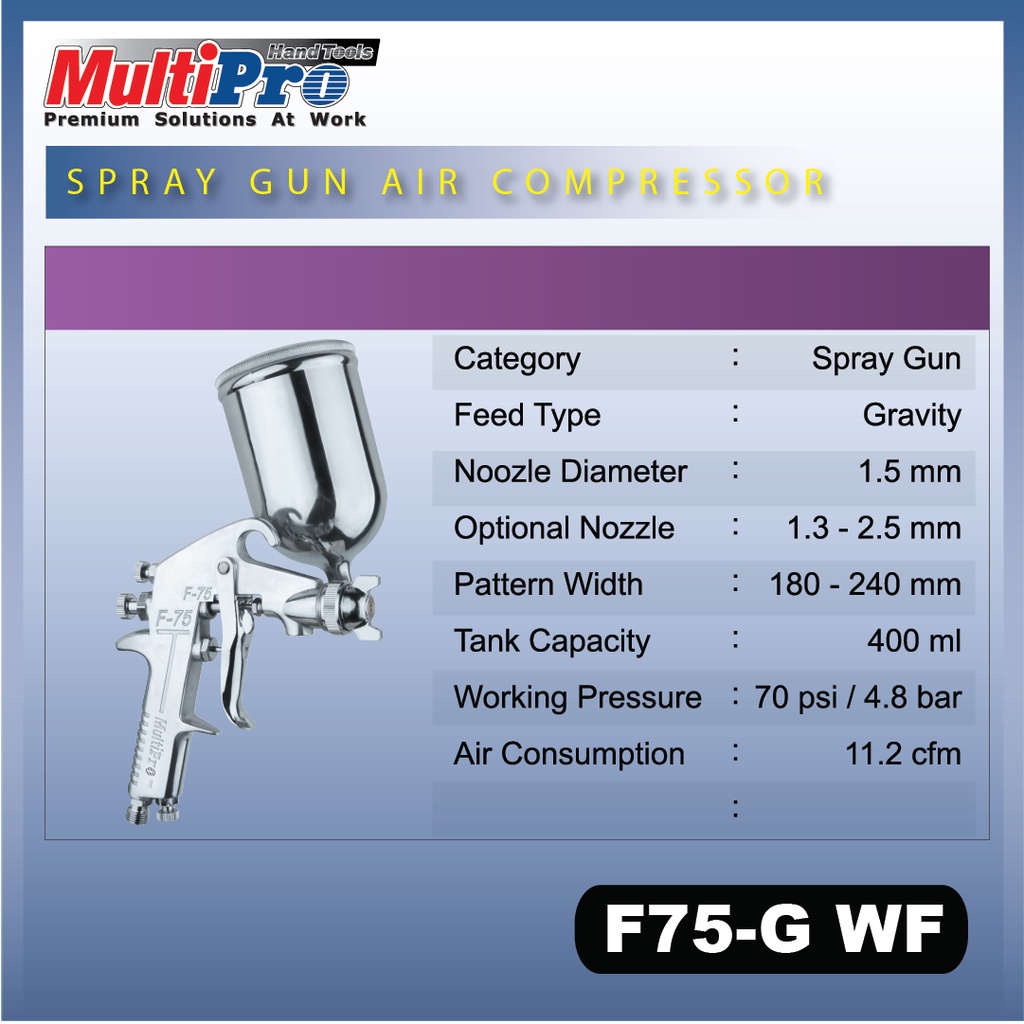 Jual MULTIPRO Spray gun air compressor F-75G-WF | Shopee Indonesia