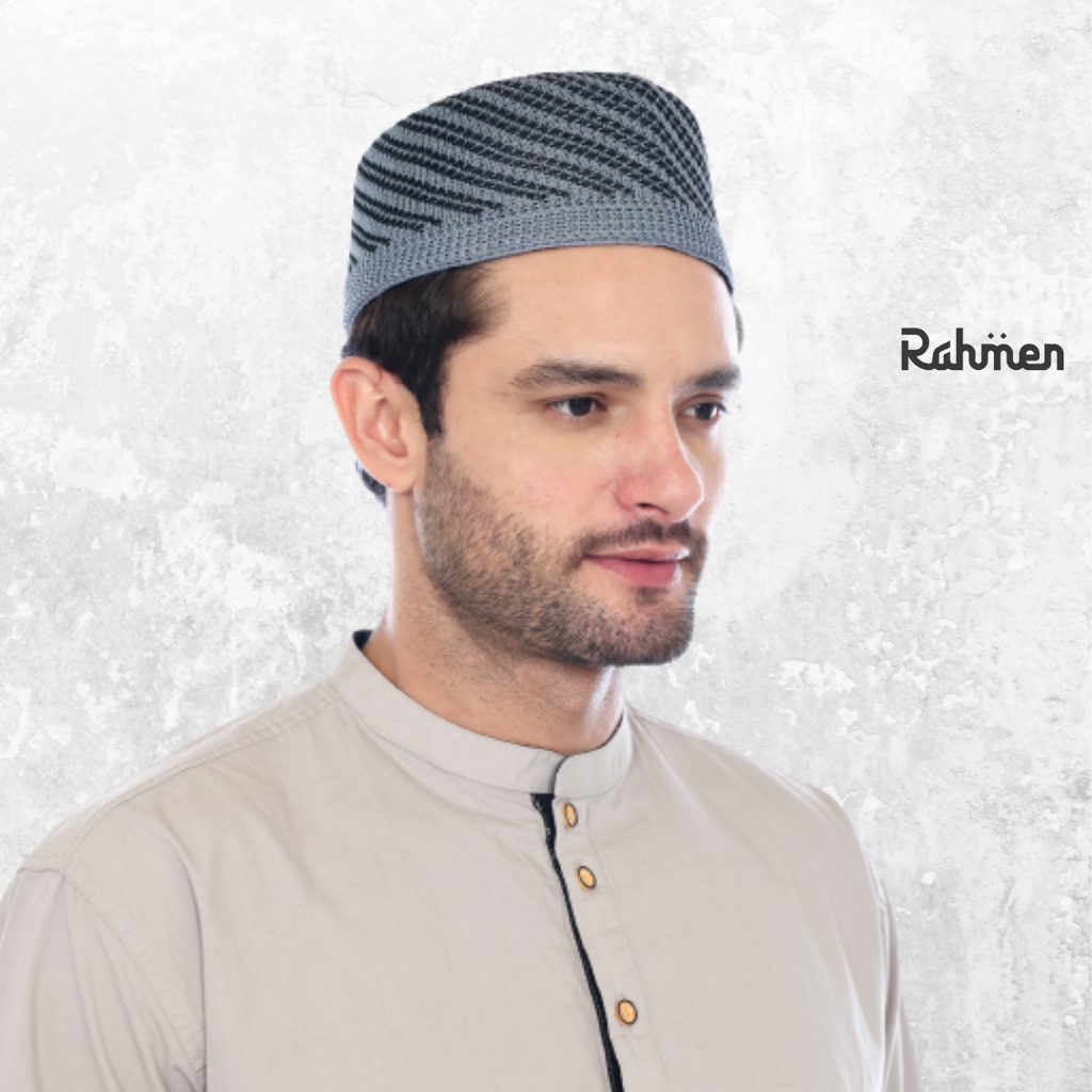 Jual Rahmen - Peci Kopiah Songkok Rajut seri Jordan warna Abu Hitam silang beli 2 bonus 1 peci ...