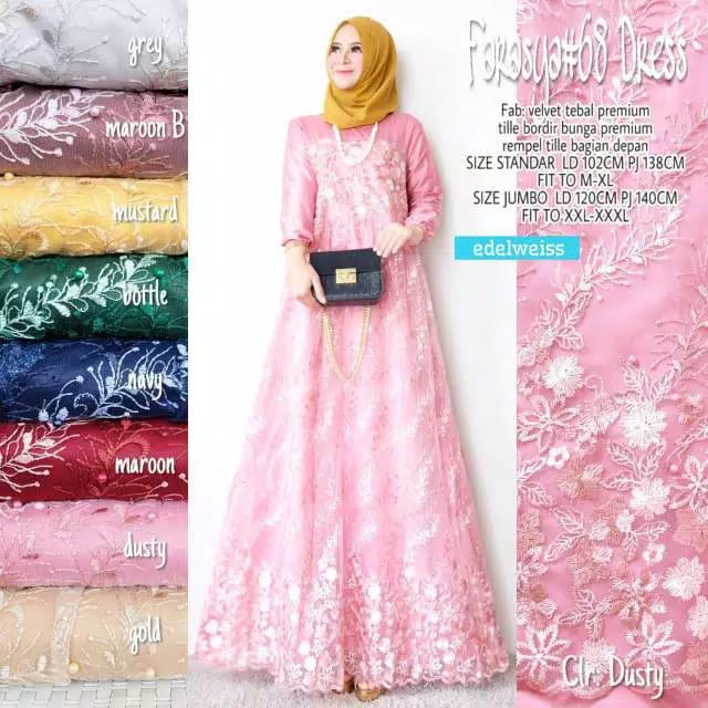 Jual GAMIS KONDANGAN DRESS WANITA MUSLIM PAKAIAN WANITA GAMIS SYAR'I TERBARU STEVILA DRESS M/L ...