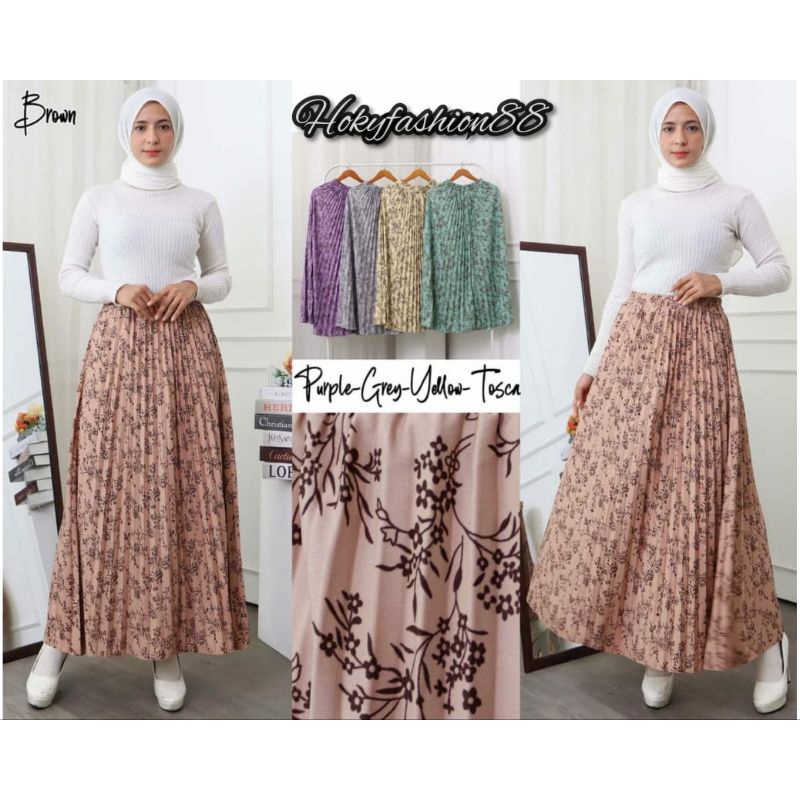 Jual NEW-ROK PLISKET MOTIF BUNGA BABY BREATH MINI BAHAN HYGET // ROK ...