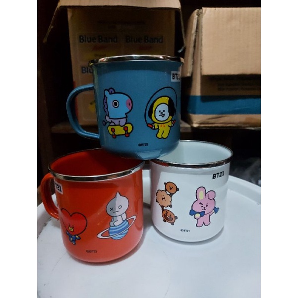 Jual mug enamel/gelas bt21 x milk life | Shopee Indonesia