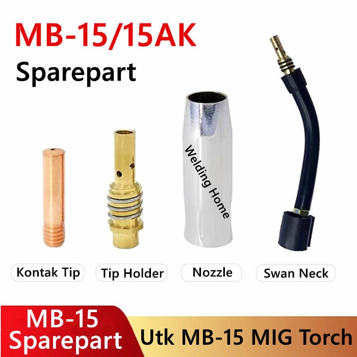 Jual MB15 MB-15 Nozzle Nosel Tip Holder swanneck Kontak Contact Tip Swan Neck M6×25 MIG Las ...