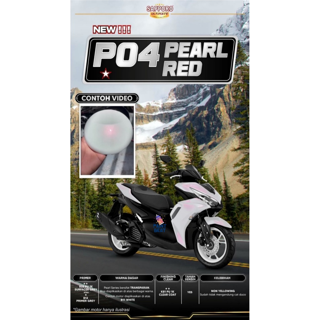 Jual Sapporo Ultimate P04 / P04* - Pearl Red / Semu Merah / Lembayung Merah / Pearl Colours ...