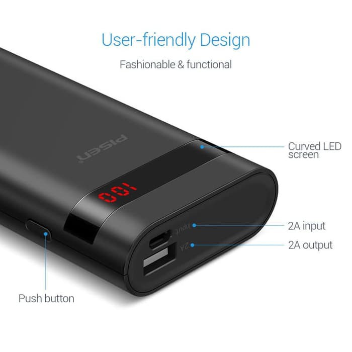 Jual Pisen Led Powerbank 10000Mah Portable Power Ii - Putih | Shopee ...
