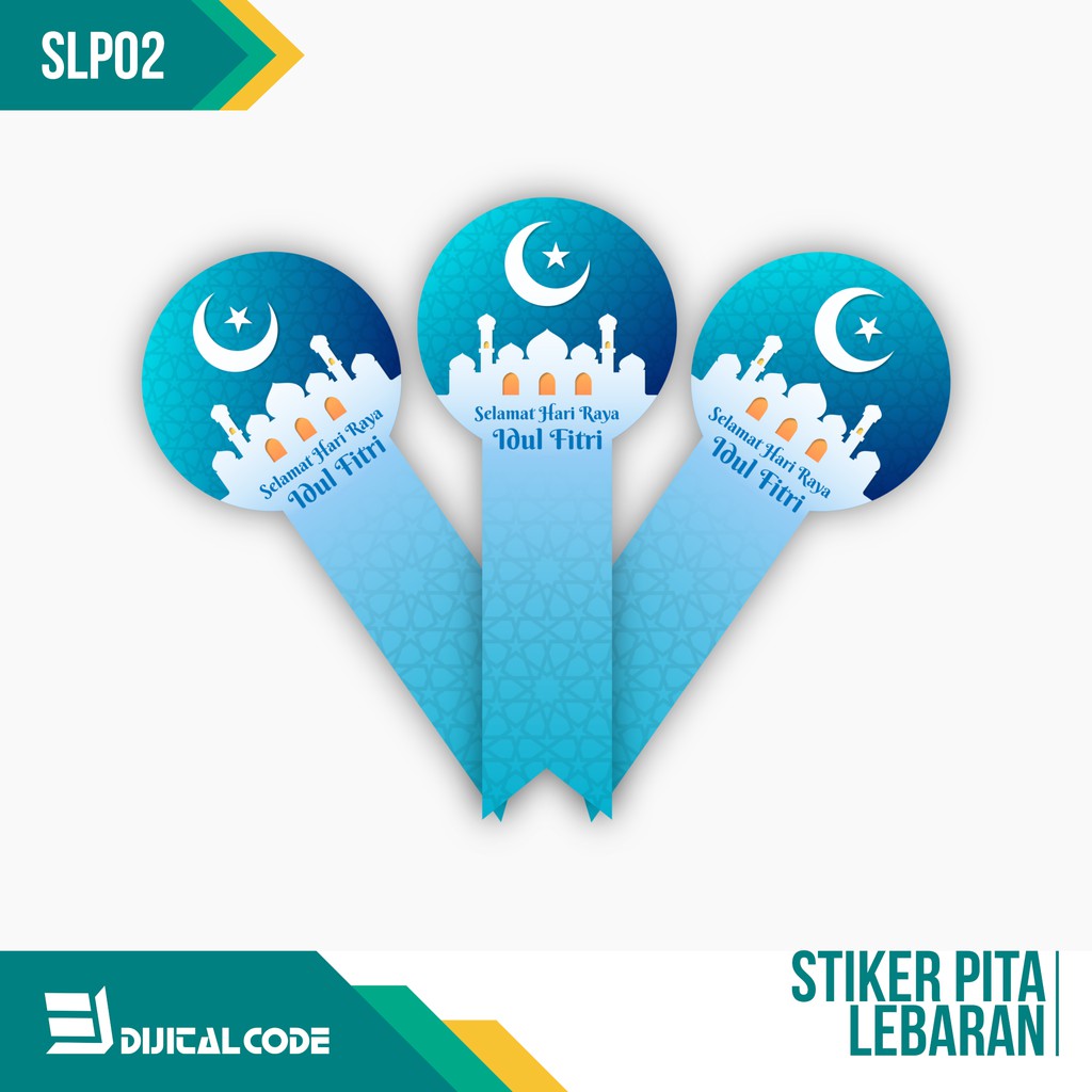 Jual SLP02 Stiker Label Parcel Toples Kue Lebaran Idul Fitri Bentuk Pita | Shopee Indonesia