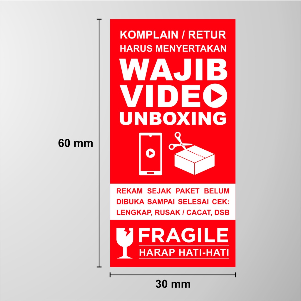 Jual STICKER WAJIB VIDEO UNBOXING (100 pcs) size XXS 3x6 cm | Shopee ...