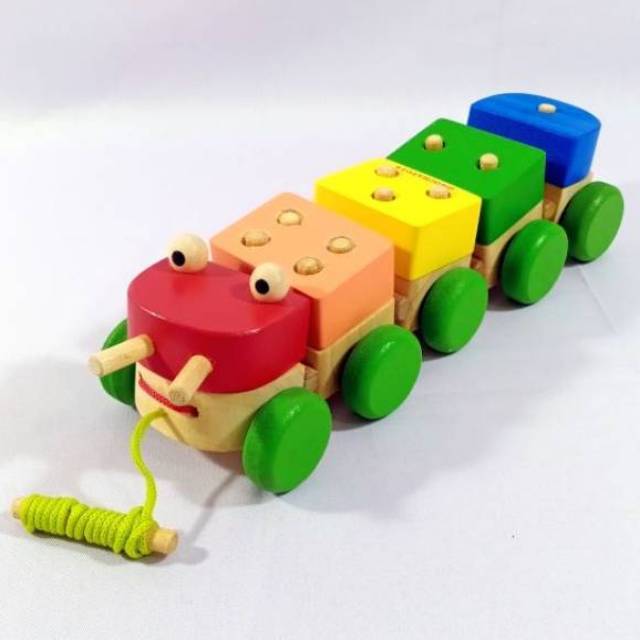 Jual Mainan Edukatif SNI KERETA KAYU ULAT | Shopee Indonesia
