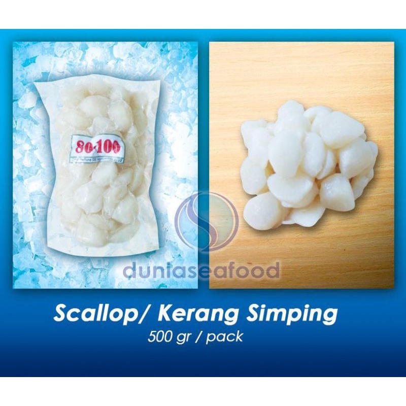 Jual Scallop/Kerang Simping Size 80/100 500 gram/pack | Shopee Indonesia
