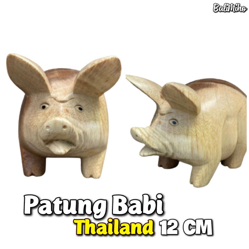 Jual Patung Babi Kayu Thailand Pajangan Babi Kayu Patung Binatang ...