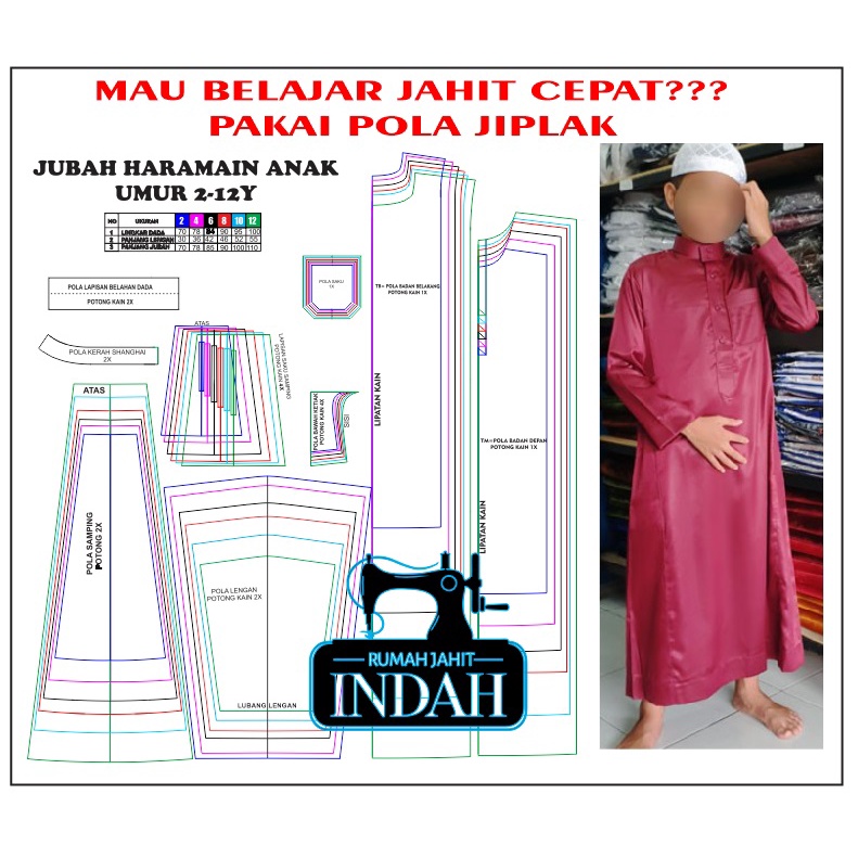 Jual Pola Jiplak Pola Jubah Haramain Anak 2-12th | Shopee Indonesia
