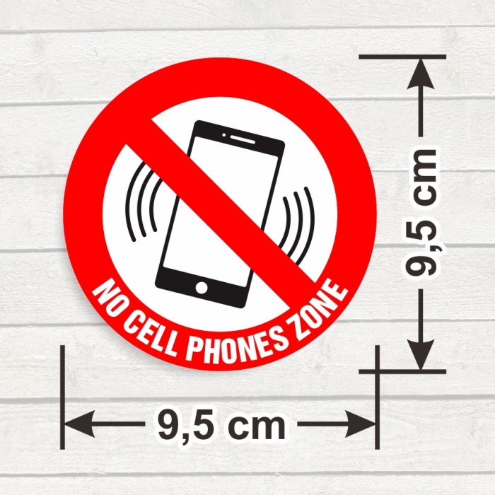 Jual Stiker Bundar Sign No Cell Phones Zone Dilarang membawa Handphone ...