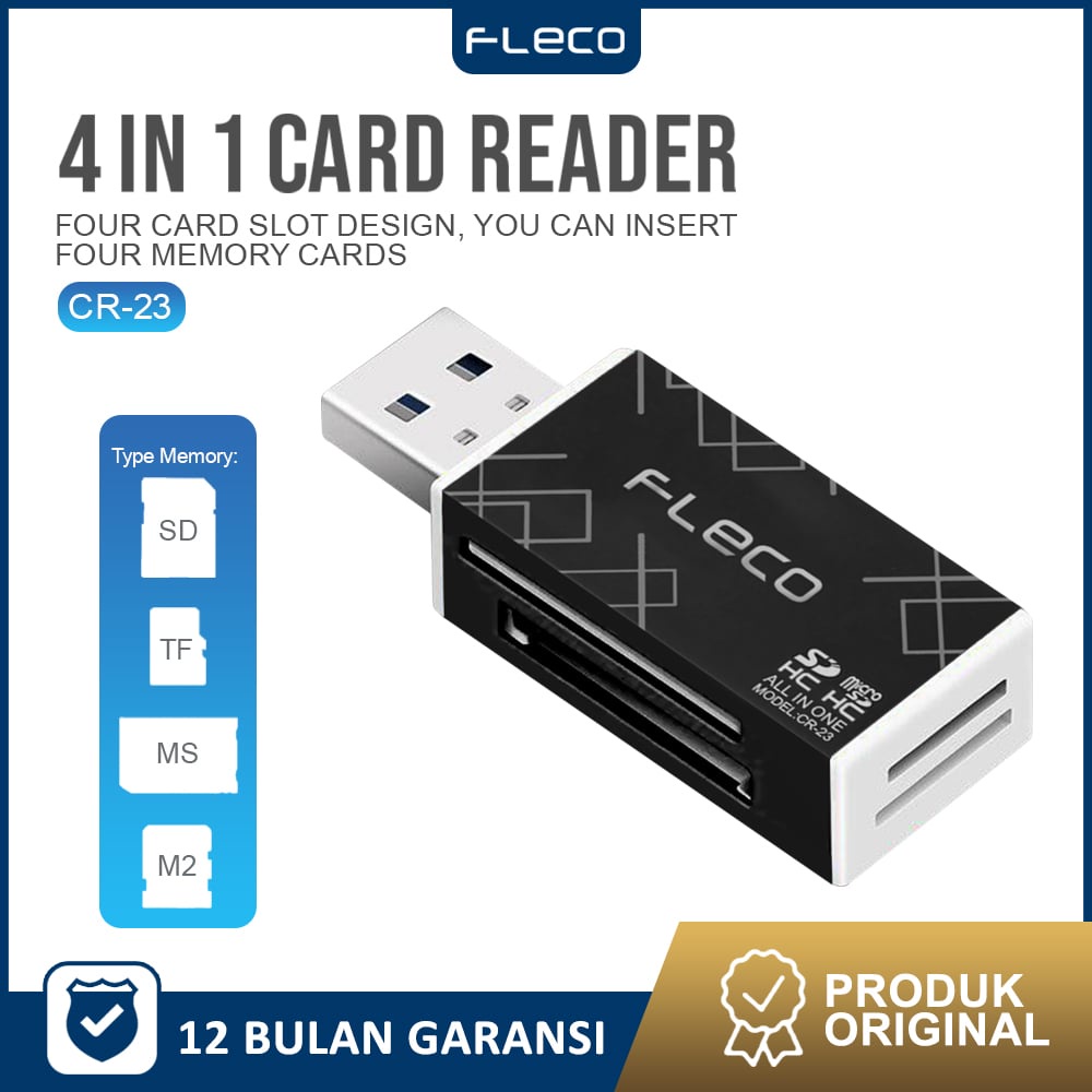 Jual CR23 CARD READER MULTI 4IN1 HIGH SPEED Data Transfer FLECO - Garansi 1 Tahun | Shopee Indonesia
