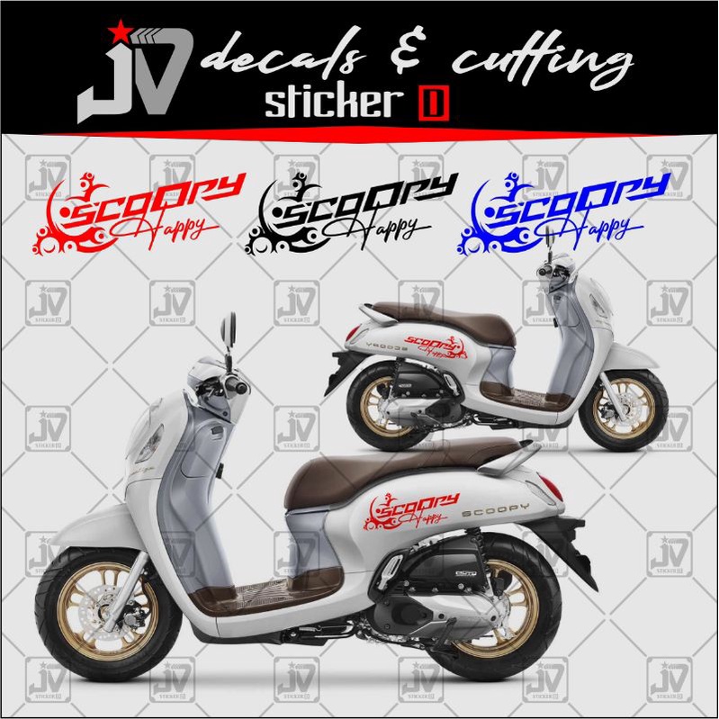 Jual sticker scoopy happy cutting stiker 1 set kanan kiri murah scop ...
