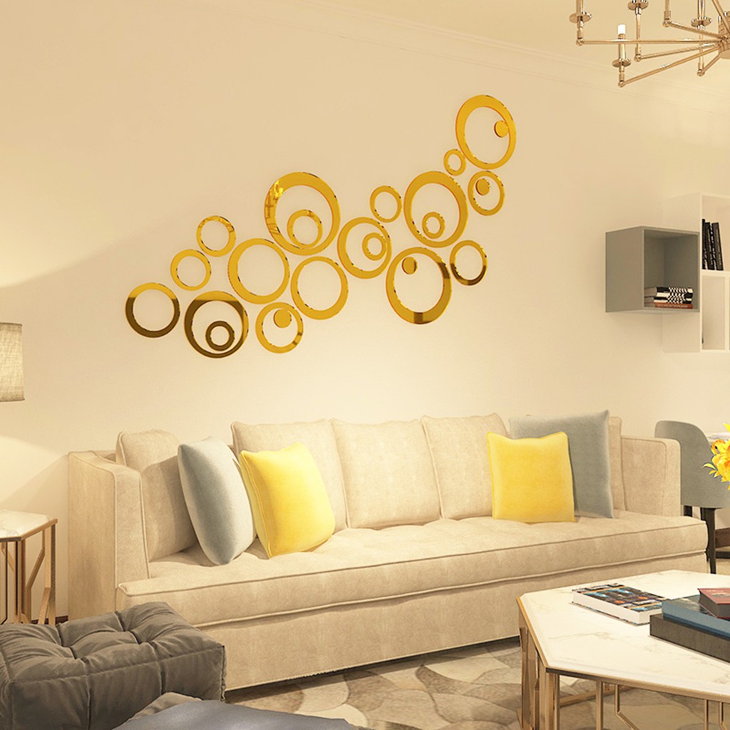 Jual 24pcs/set Ring Mirror Sticker Kaca Bulat Dekorasi dinding Wall ...