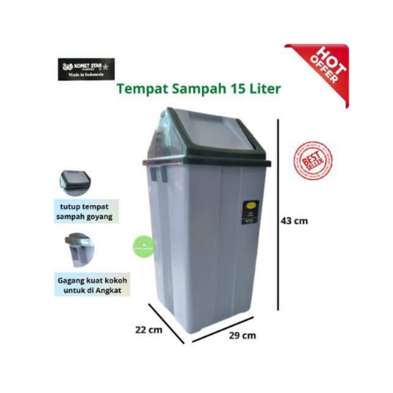 Jual TEMPAT SAMPAH TUTUP 5 10 15 LITER ABU | Shopee Indonesia