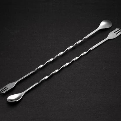 Jual Spoon Mixer Sendok Garpu Panjang Ulir Bartender Pengaduk Stainless ...