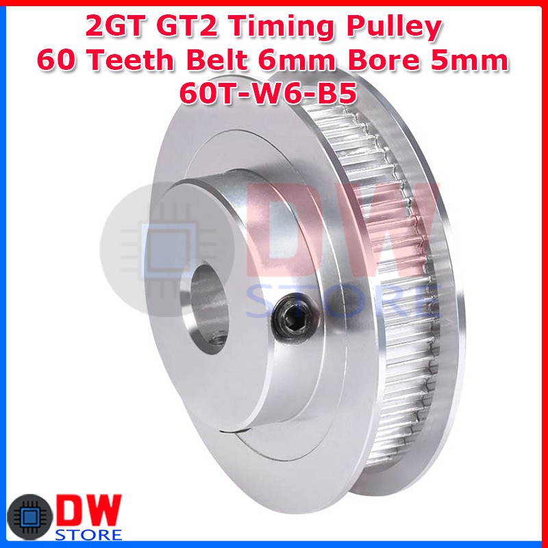 Jual 2GT GT2 Timing Pulley Teeth 60 Belt 6mm Bore 5mm GT2-60T-W6-B5 ...