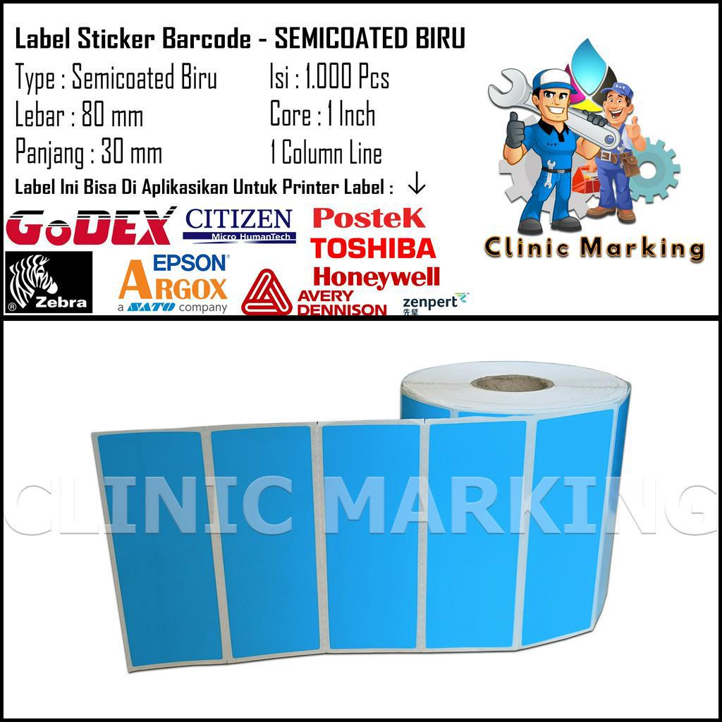 Jual Label Sticker Barcode Semicoated Biru 80mm X 30mm - Isi 1.000 Pcs ...
