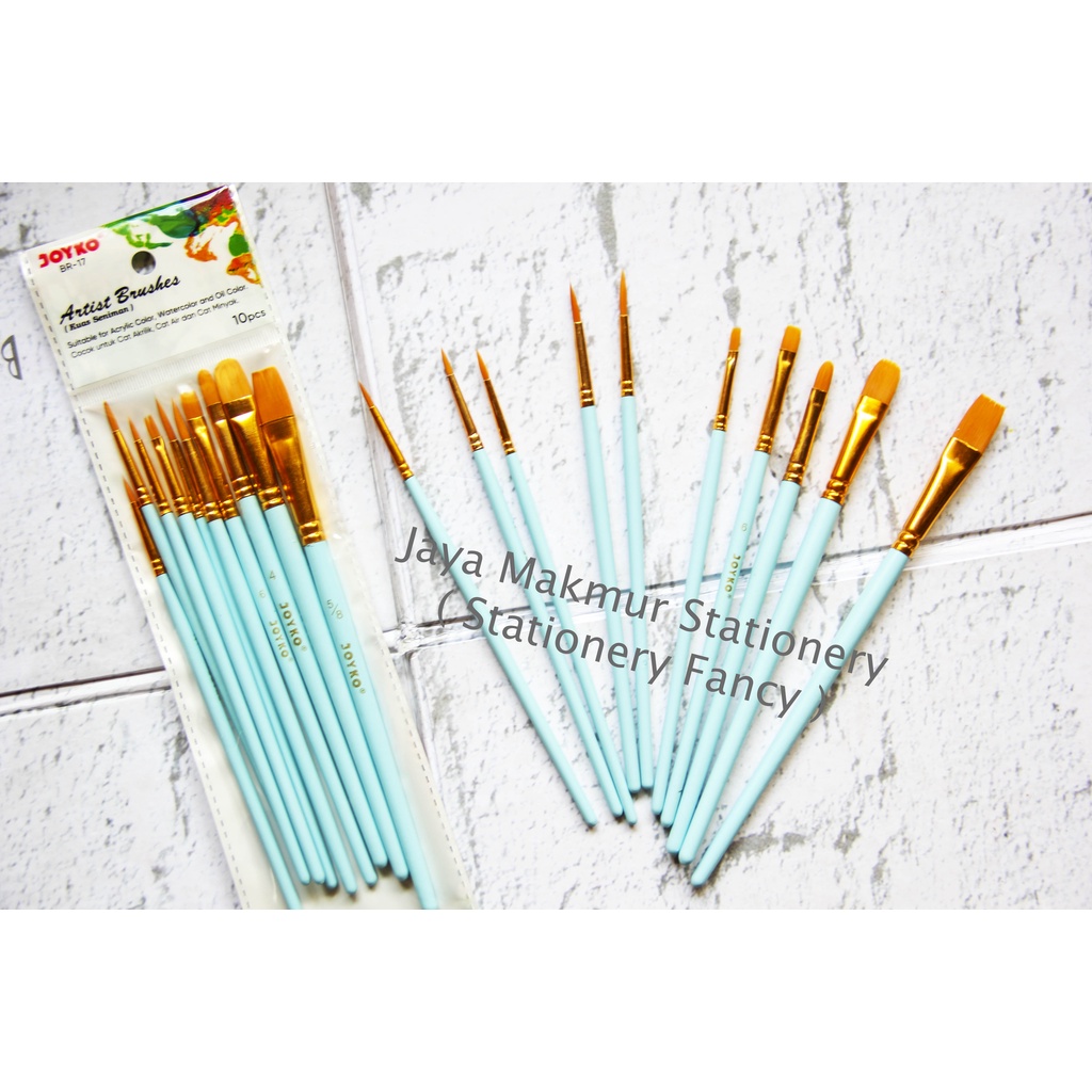 Jual Kuas Cat Air Lukis Acrylic Joyko BR-17 (1 set) | Shopee Indonesia