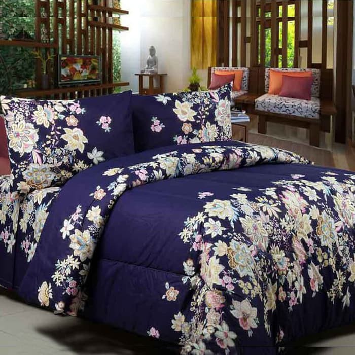Jual Sprei & Bedcover Merk "KING" Motif Gold Memory Lane Biru ...