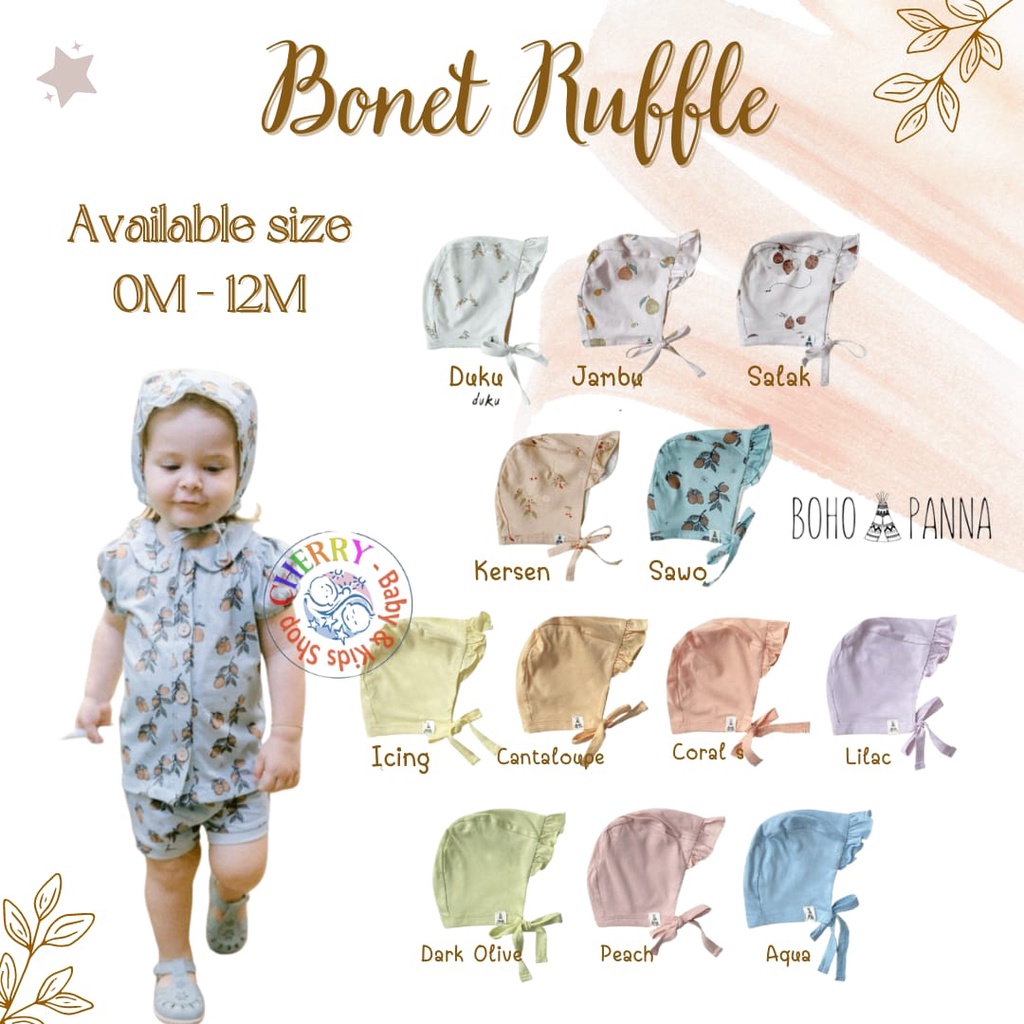 Jual BohoPanna Bonnet Ruffle Bonet 0 - 1 Years Topi Bayi Perempuan CBKS ...