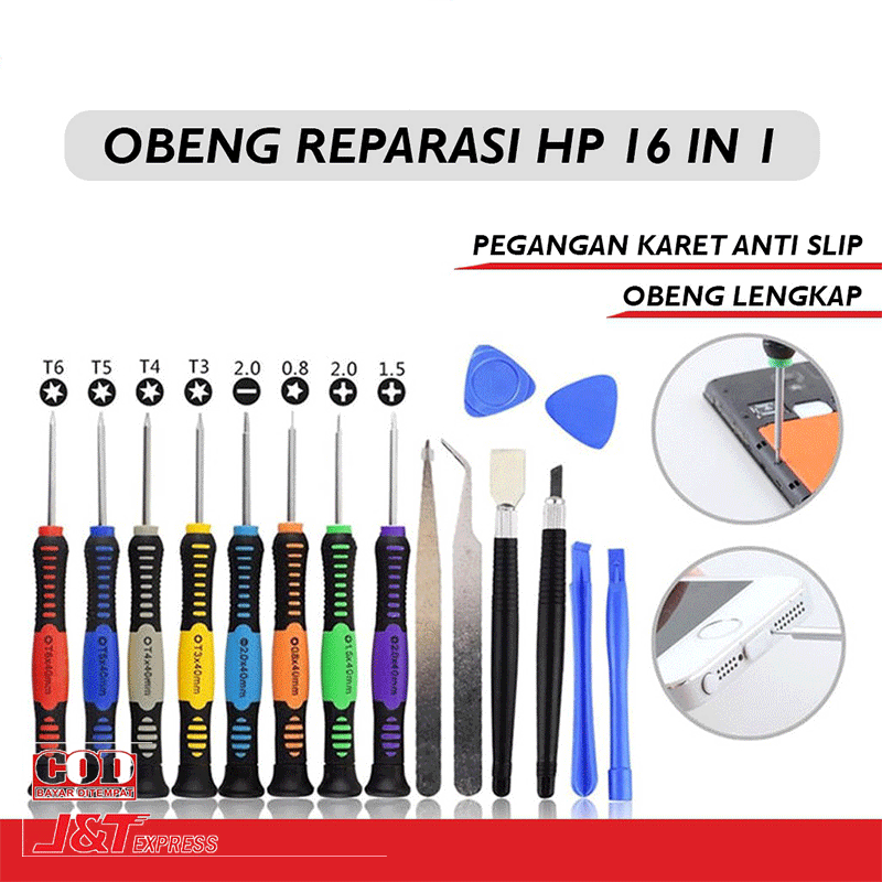 Jual 16 in 1 Obeng Reparasi Set Reparasi Handphone / Set Obeng ...