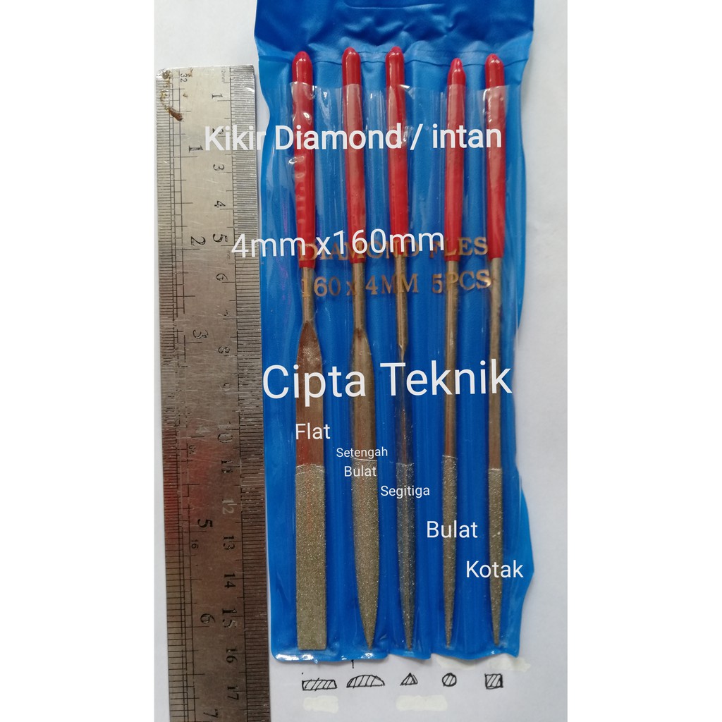 Jual Kikir Diamond 4mm x 160mm Set 5pcs Kikir Intan Bulat Kotak ...