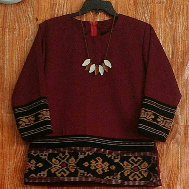 Jual Blus tenun ikat kombinasi | Shopee Indonesia