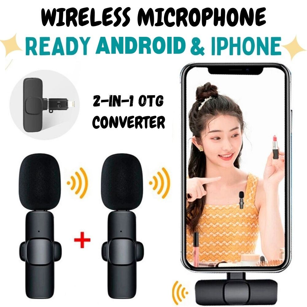 Jual Wireless Microphone Mic Bluetooth iPhone Android Wireless Mic Clip-On Mini Portable ...