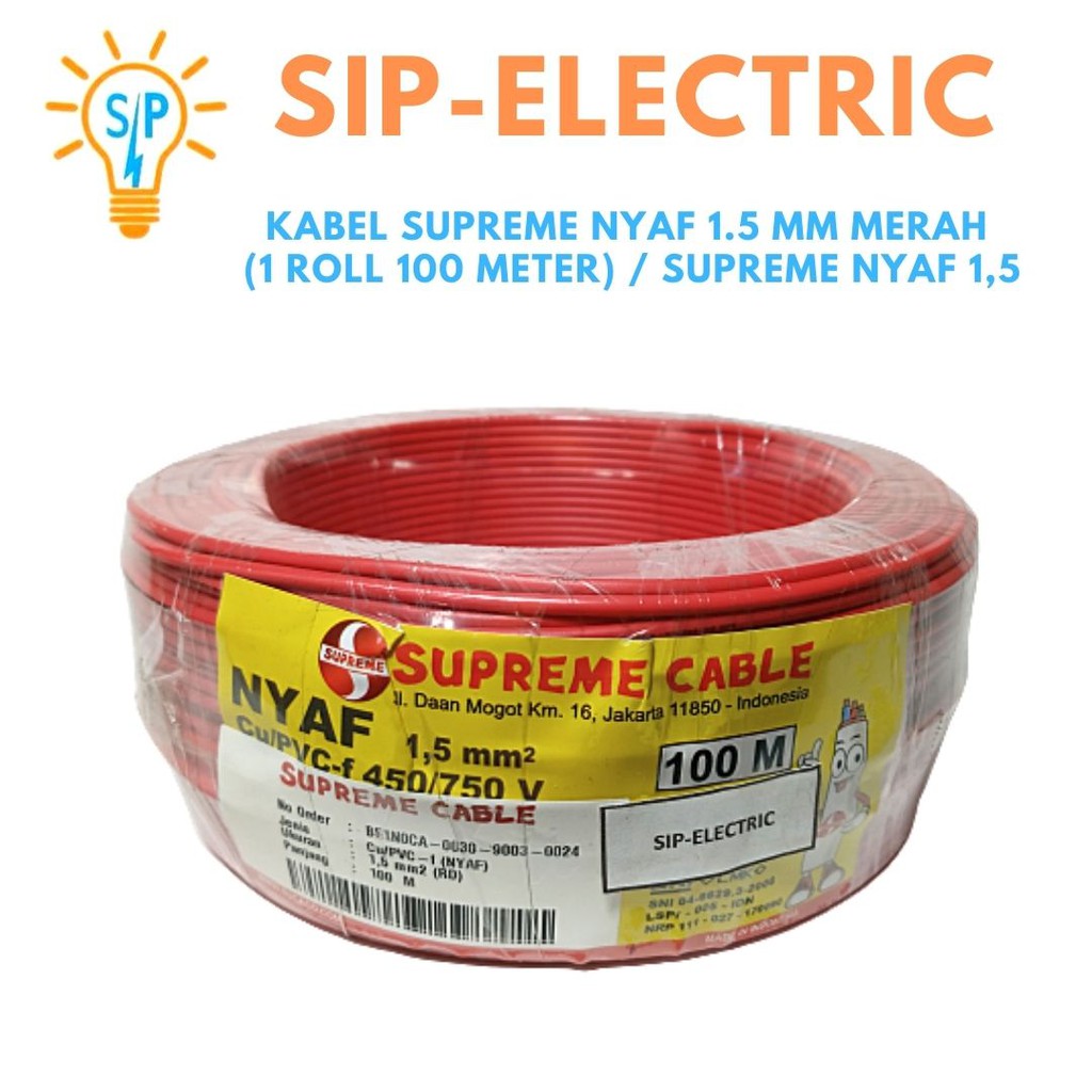 Jual Kabel Supreme NYAF 1.5 mm Merah 1 Roll 100 Meter / Supreme NYAF 1,5 mm Merah 1 Roll 100 ...